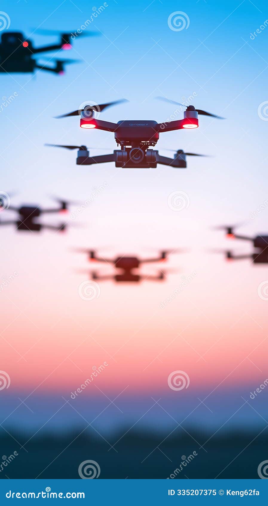 A Fleet Of Drones Swarms Overhead A Synchronized Display Of Aerial ...