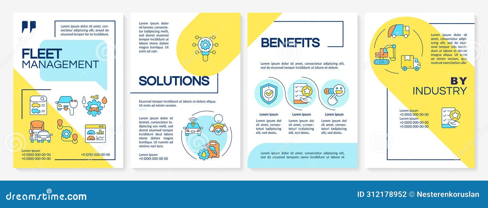 Fleet Management Systems Blue and Yellow Brochure Template Stock ...