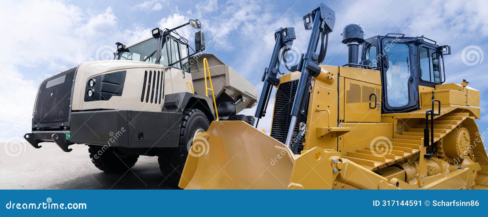 Fleet of Mining Machines, Bulldozer and Truck. Stock Image - Image of ...