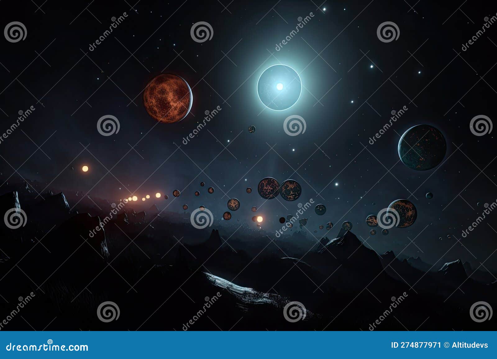 A Fleet of Spacecraft Exploring Distant Exoplanets, with Their ...