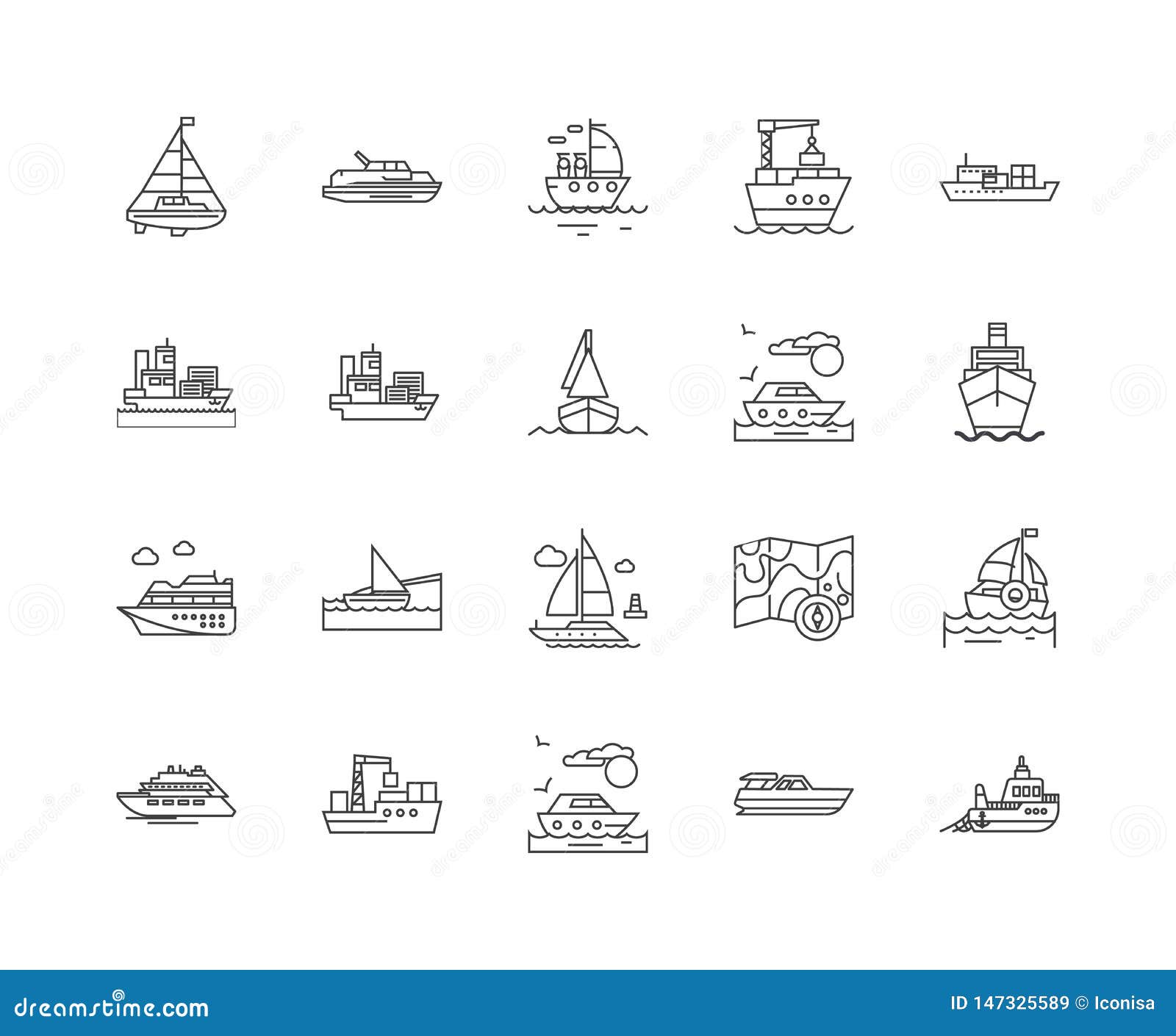 Fleet Tracking Line Icons, Signs, Vector Set, Outline Illustration ...