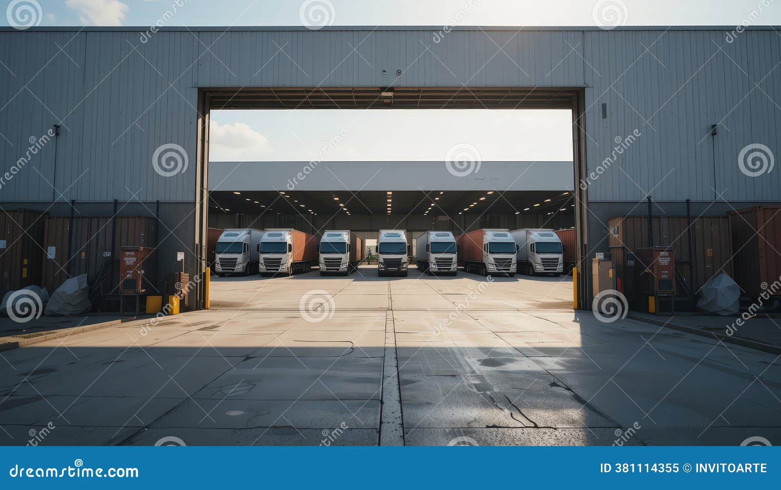 Trucks Lined Up At A Loading Dock Stock Photo | CartoonDealer.com ...