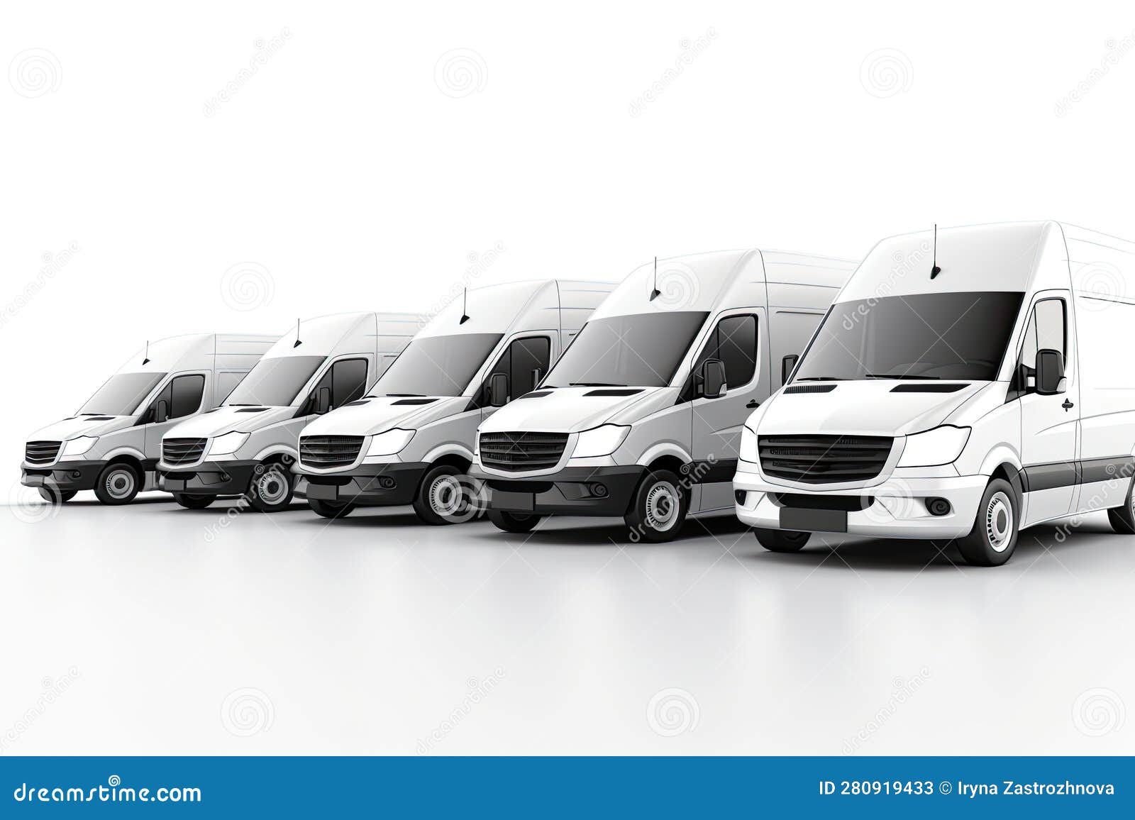 Fleet of White Vans in a Row. Generative Ai Stock Illustration ...