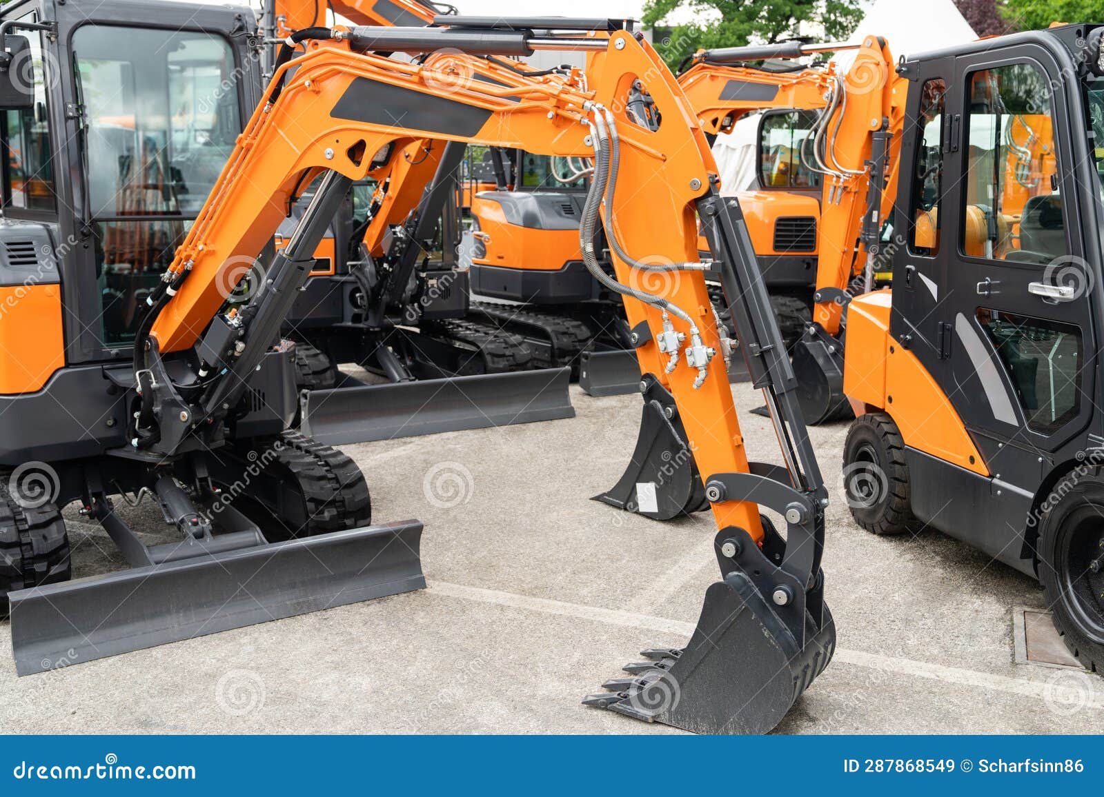 Fleet of Yellow Construction Machines Stock Image - Image of loader ...