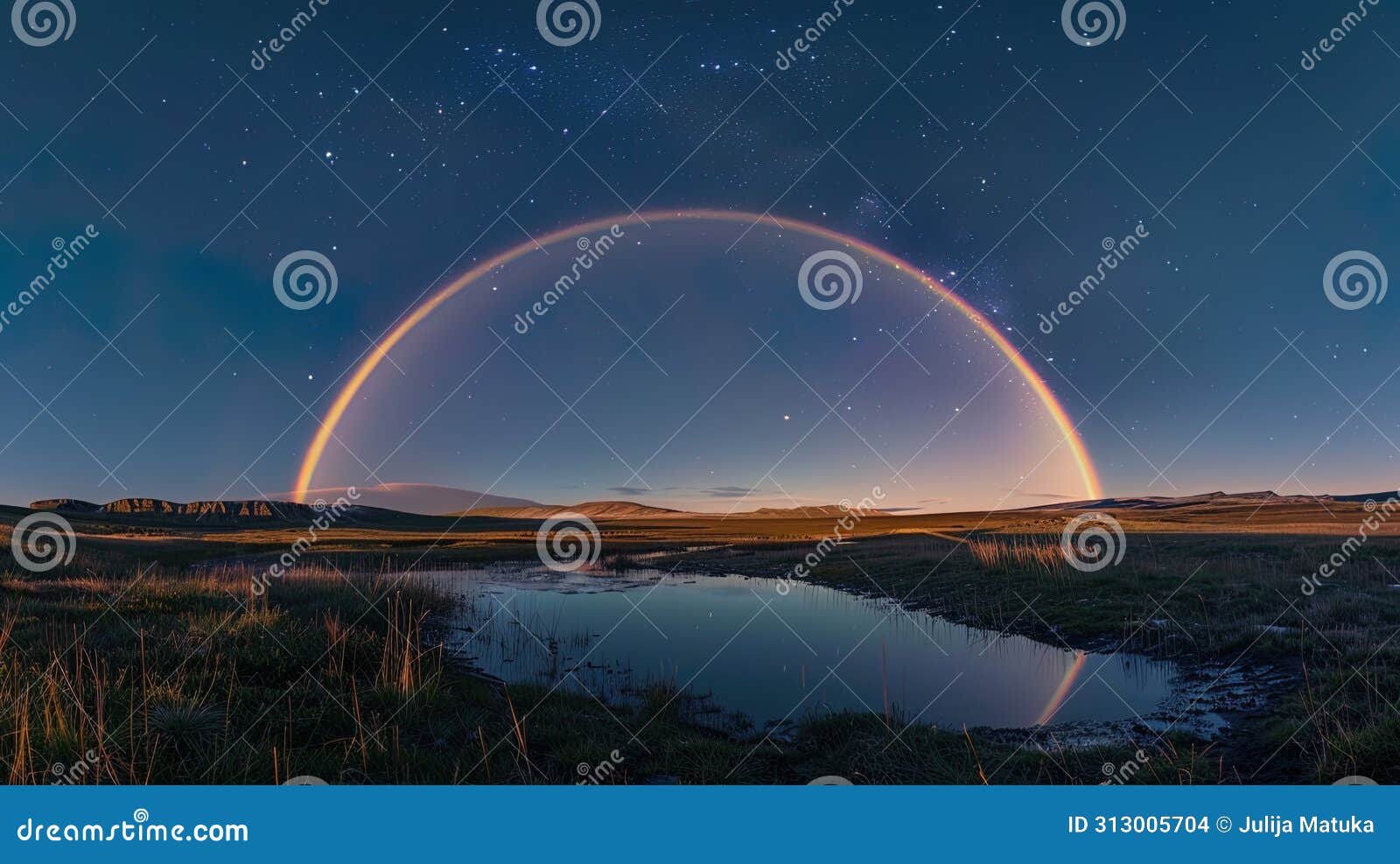 The Fleeting Sight of a Moonbow Forms in the Night Sky, Casting Its ...