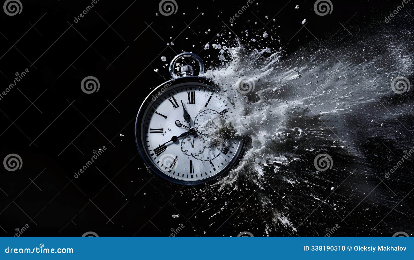 Fleeting Time Concept. Analog Clock Dissolving on Black Background ...