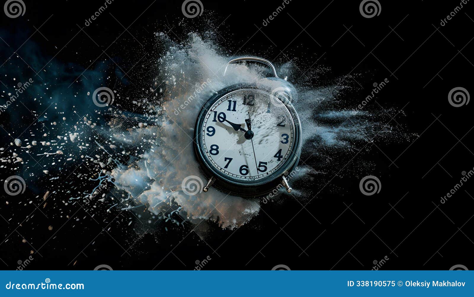 Fleeting Time Concept. Analog Clock Dissolving on Black Background ...