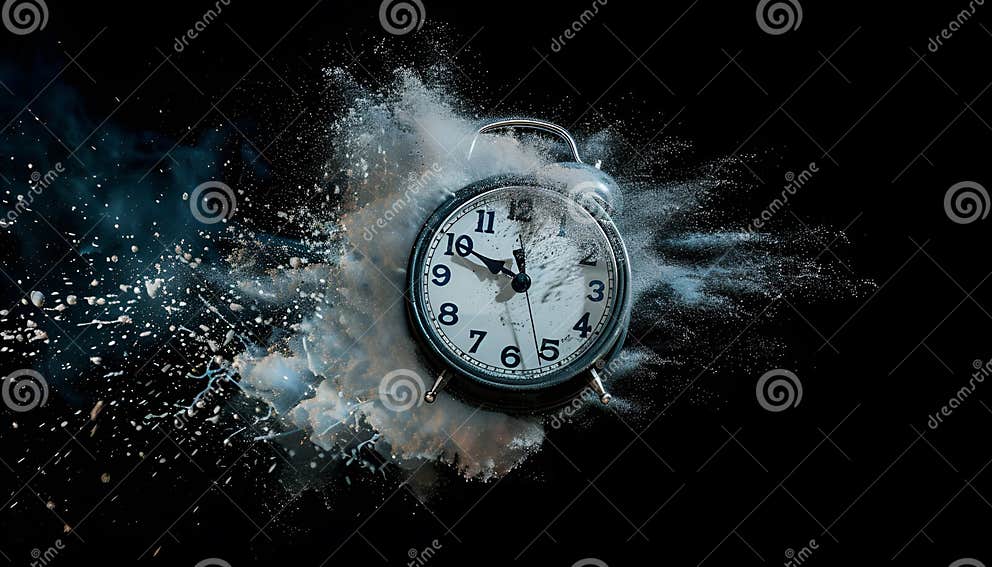 Fleeting Time Concept. Analog Clock Dissolving on Black Background ...