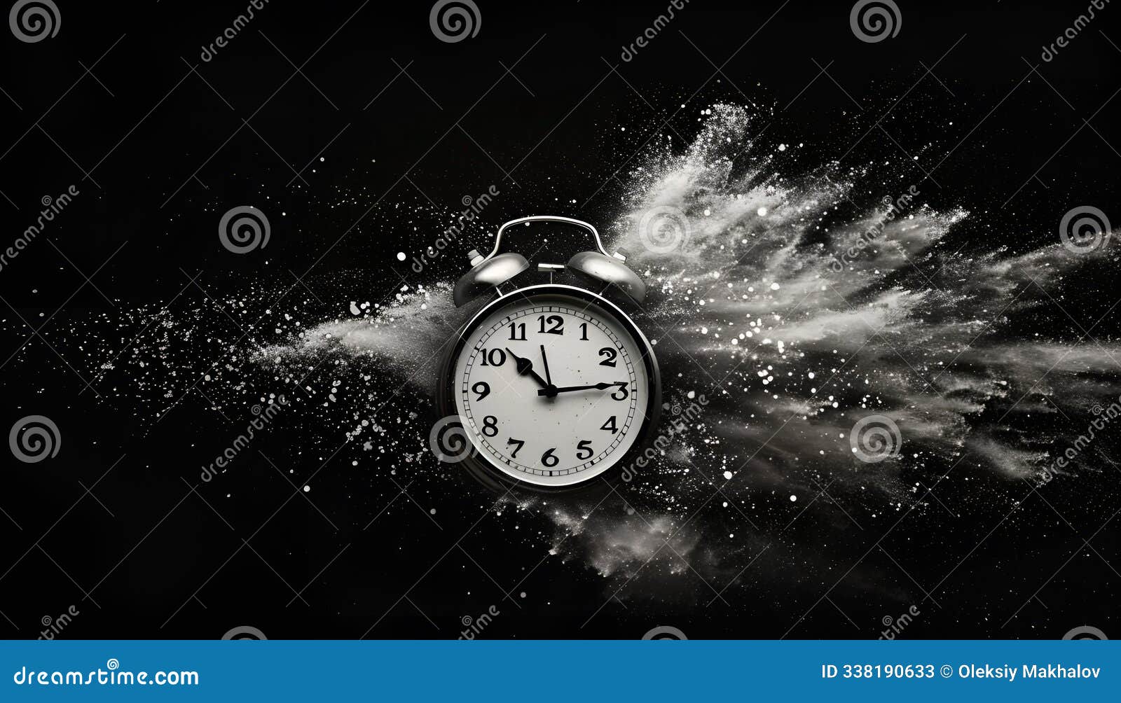 Fleeting Time Concept. Analog Clock Dissolving on Black Background ...