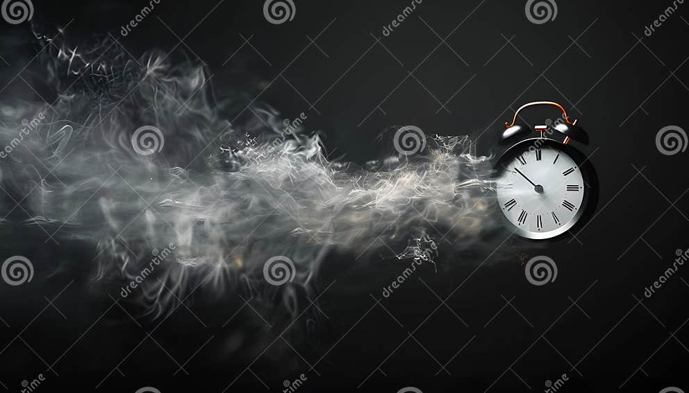 Fleeting Time Concept. Analog Clock Dissolving on Black Background ...