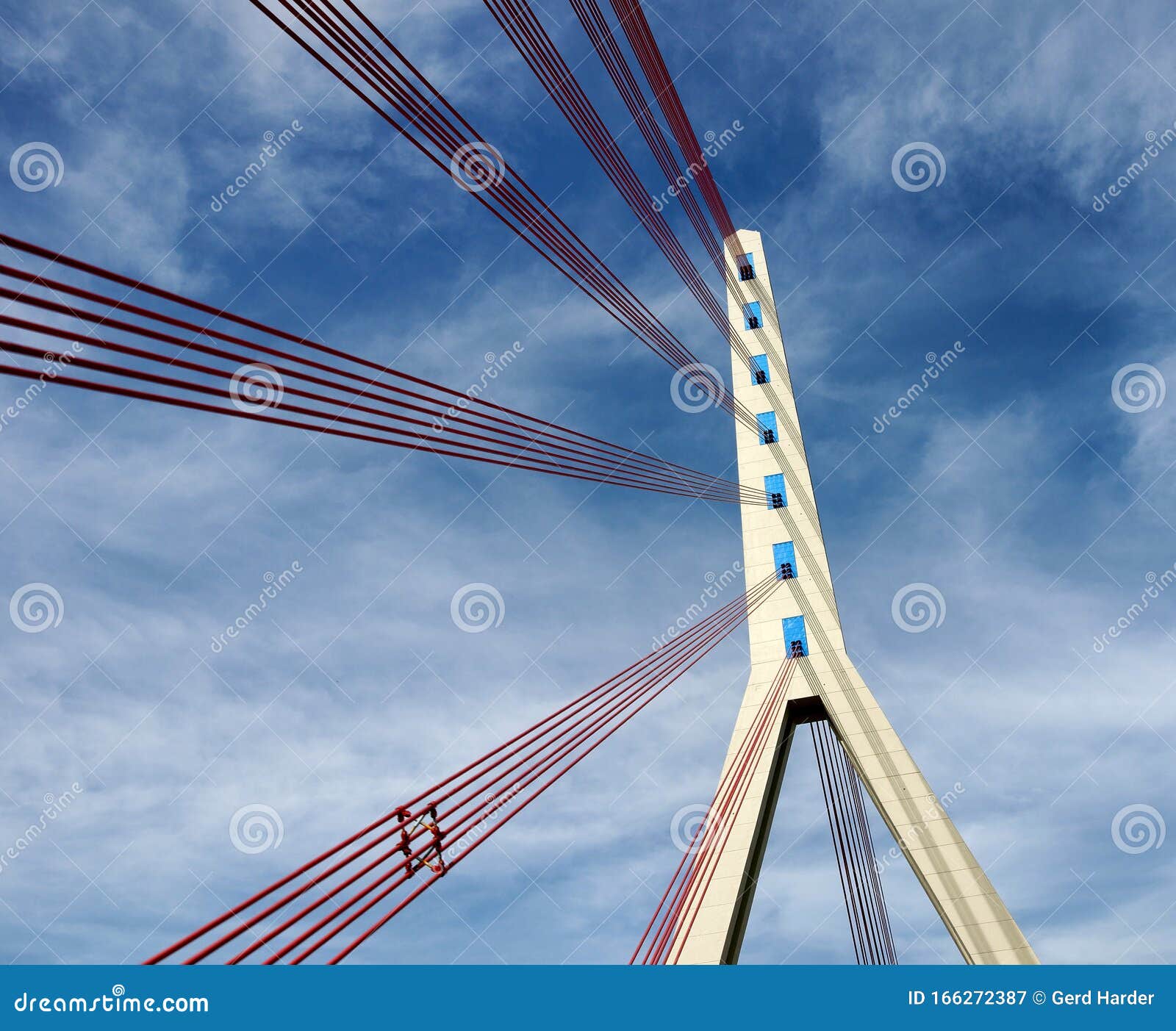 Cable-stayed Bridge with Pylon and Cables Stock Image - Image of cable ...
