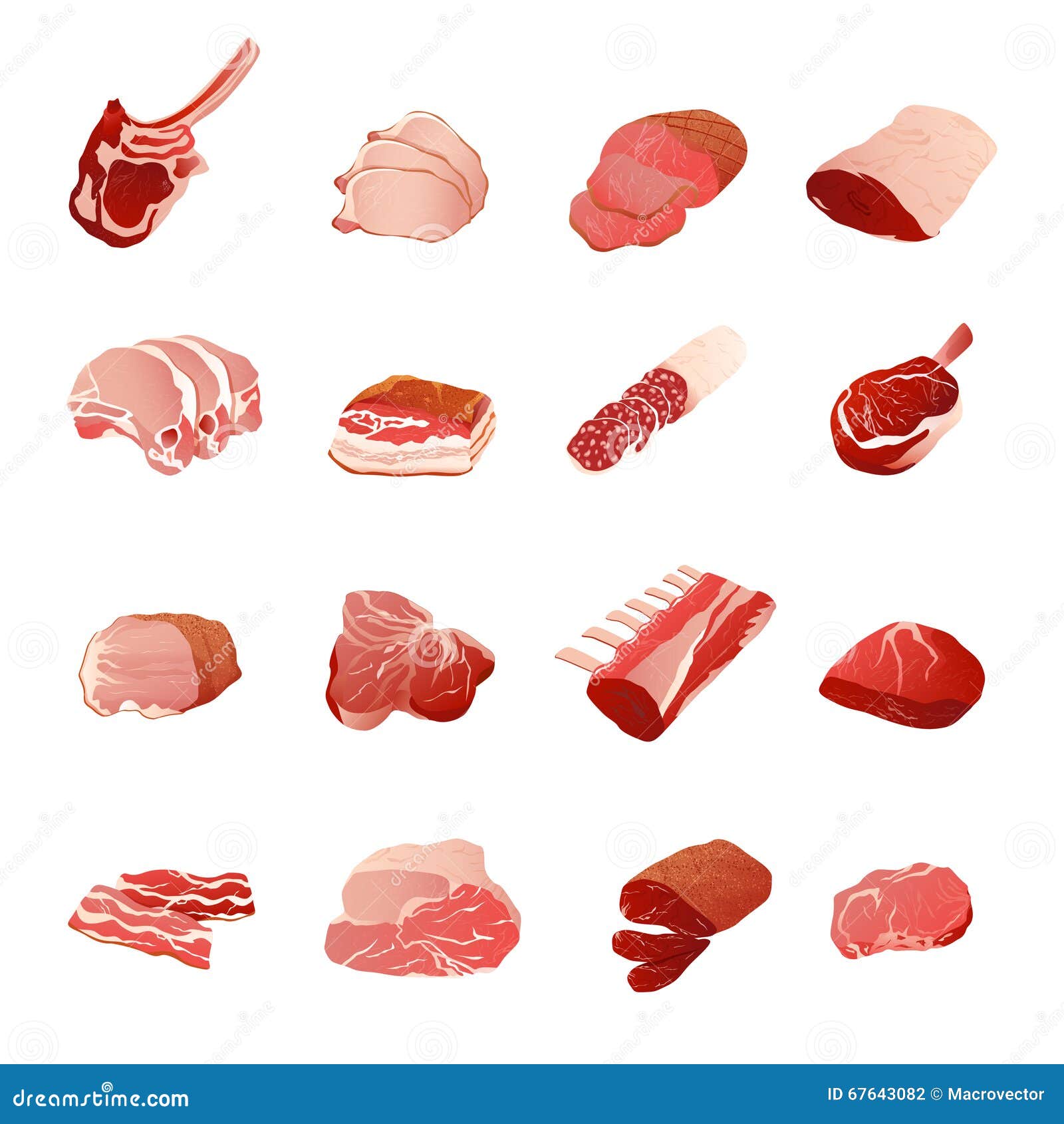 Fleischware-Ikonen Eingestellt Vektor Abbildung - Illustration von ...