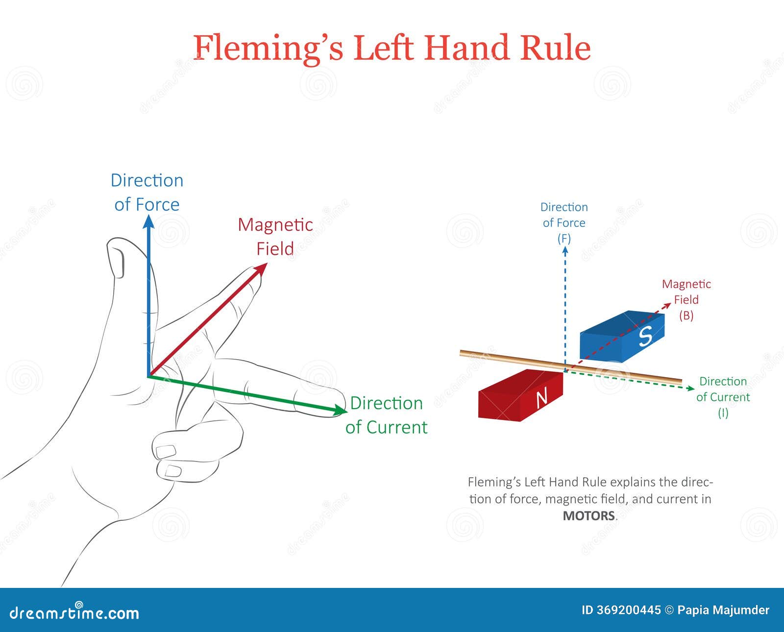Fleming Right Hand Rule Infographic Diagram Physics Science Vector ...