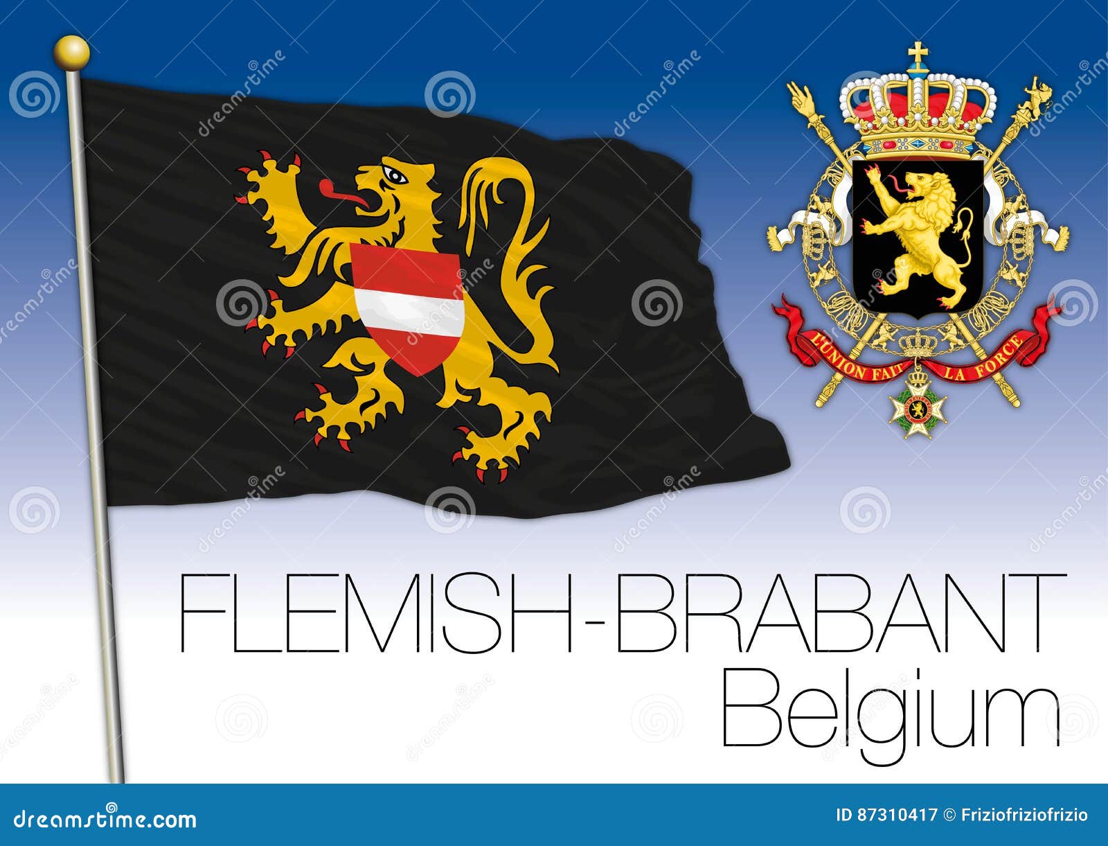 Flemish Brabant Flag, Belgium Stock Vector - Illustration of government ...