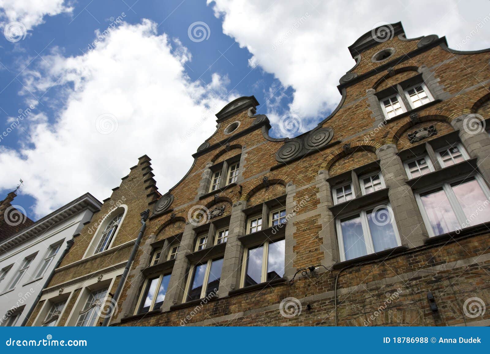 Flemish Houses Facades in Brugge. Stock Photo - Image of cloud, culture ...