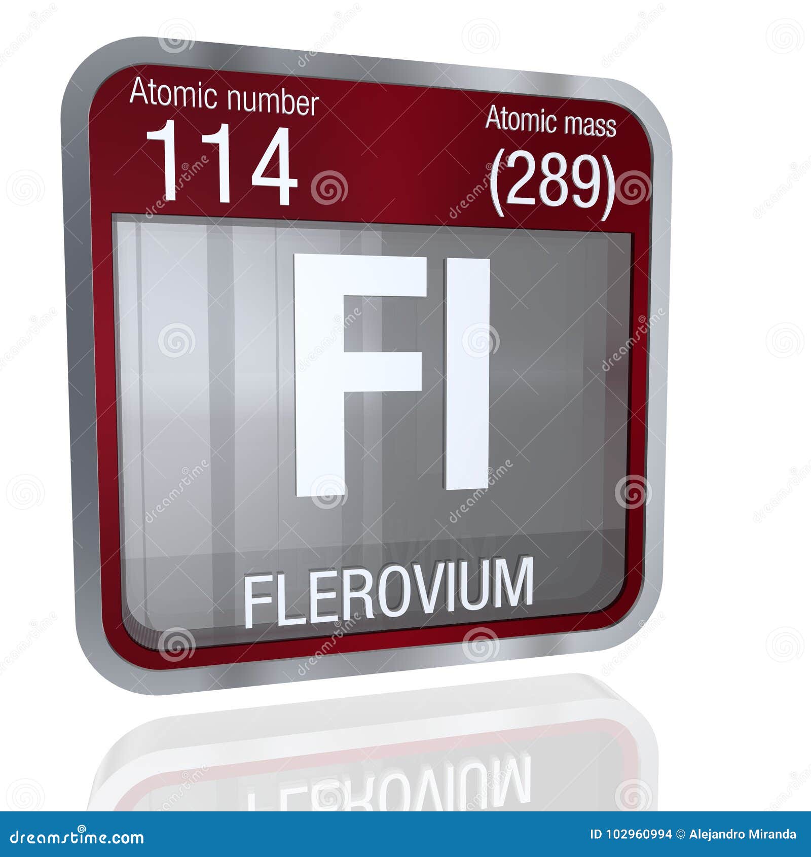 Flerovium Symbol in Square Shape with Metallic Border and Transparent ...