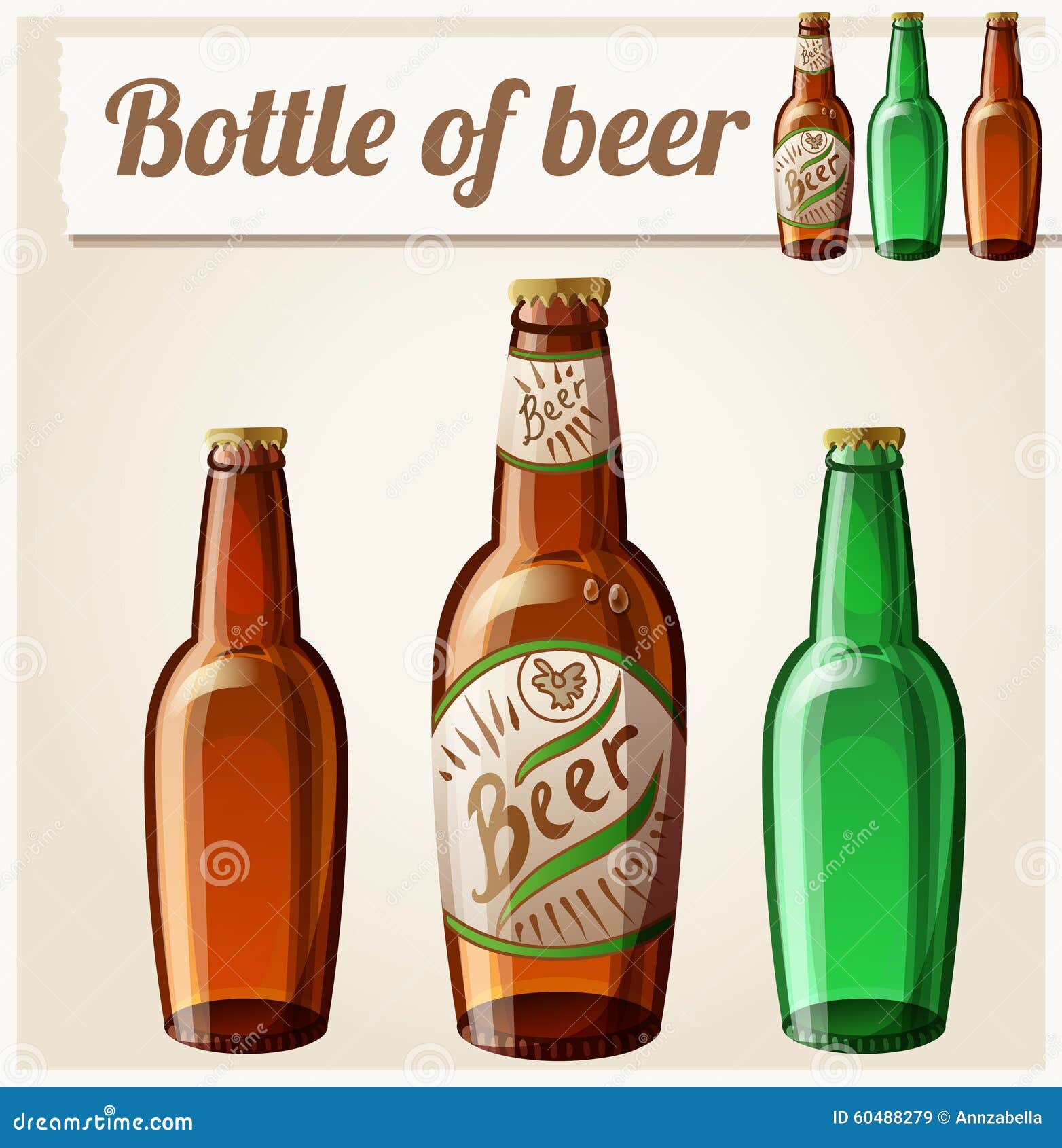 Fles Bier Gedetailleerd Vectorpictogram Vector Illustratie ...