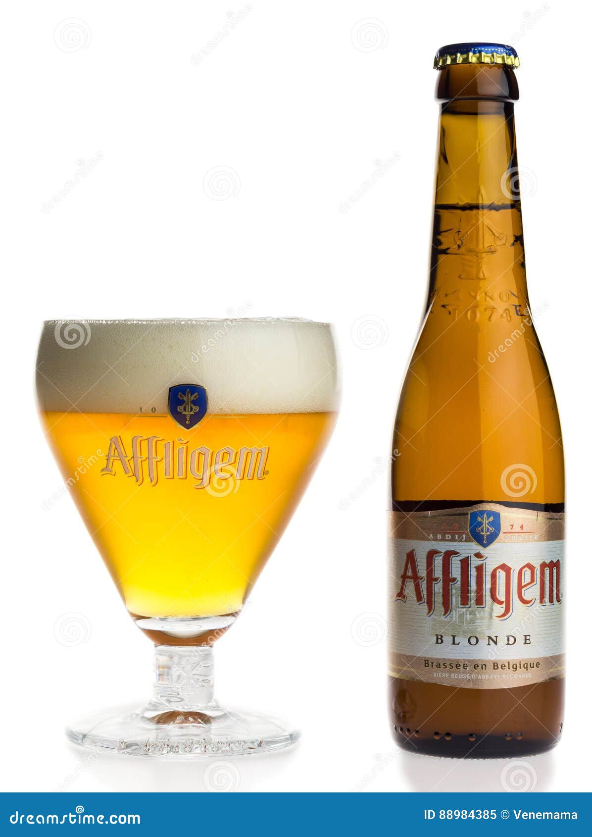 Fles En Glas Belgisch Affligem-Blondebier Redactionele Afbeelding ...
