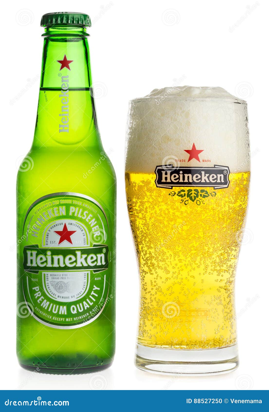 Fles En Glas Het Bier Van Heineken Pilsener Redactionele Afbeelding ...