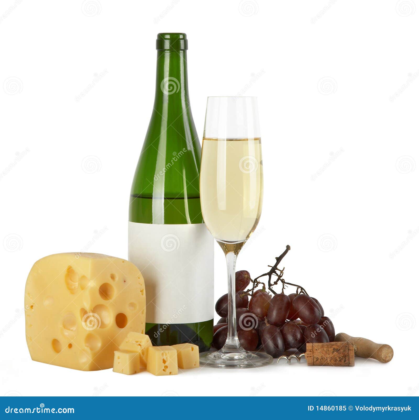 Fles En Glas Witte Wijn Met Kaas Stock Afbeelding - Image of glas, luxe ...