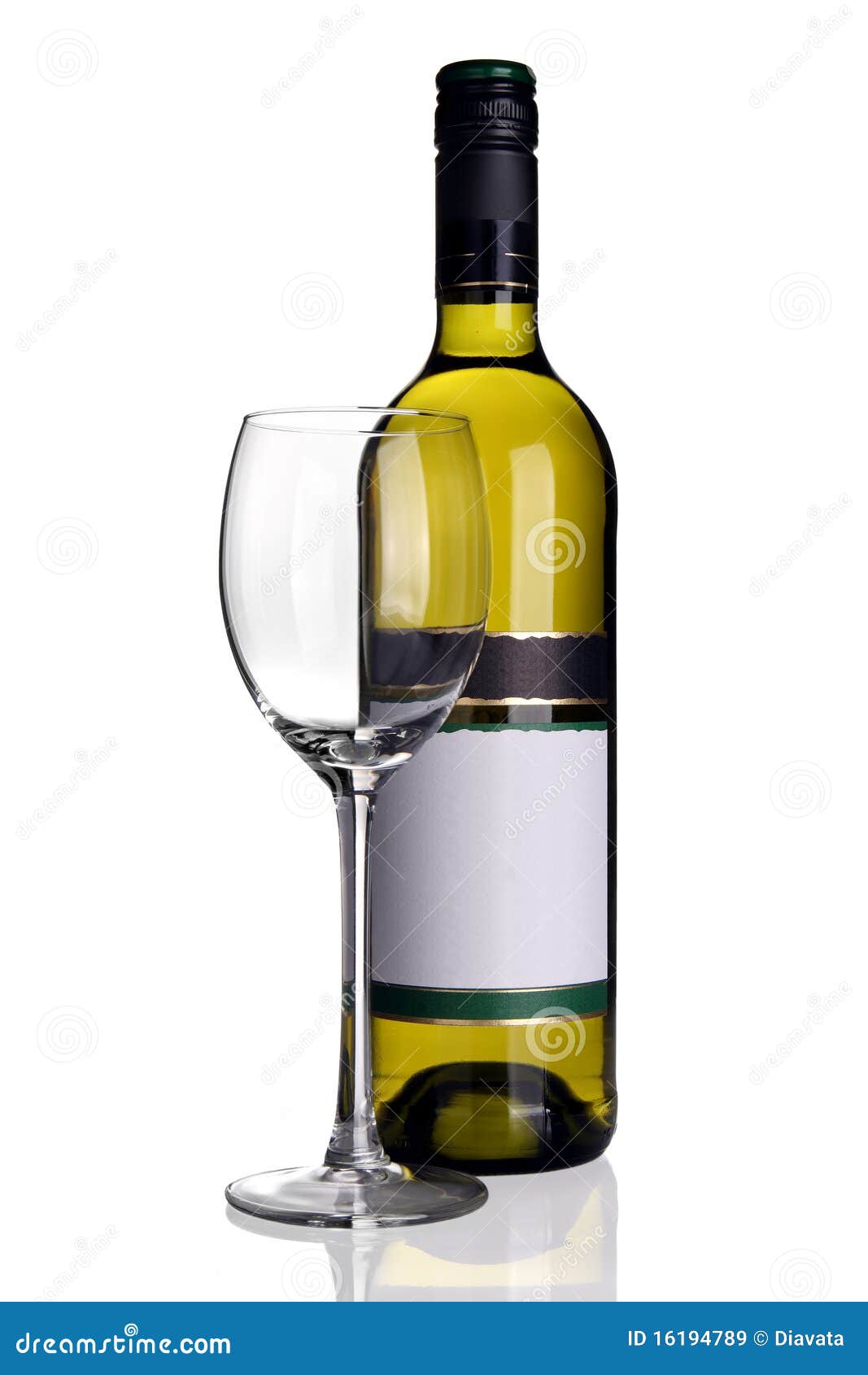 Fles Witte Wijn Met Wijnglas Stock Afbeelding - Image of product ...