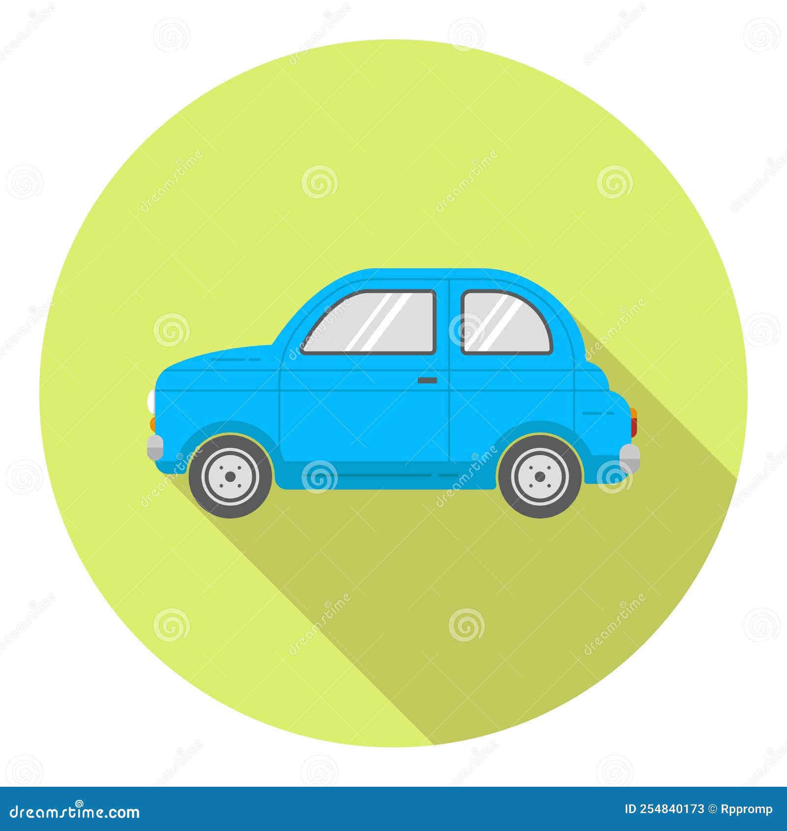 Flet Vector Icon Round with Car in Blue Color and Long Shadow, Flat ...
