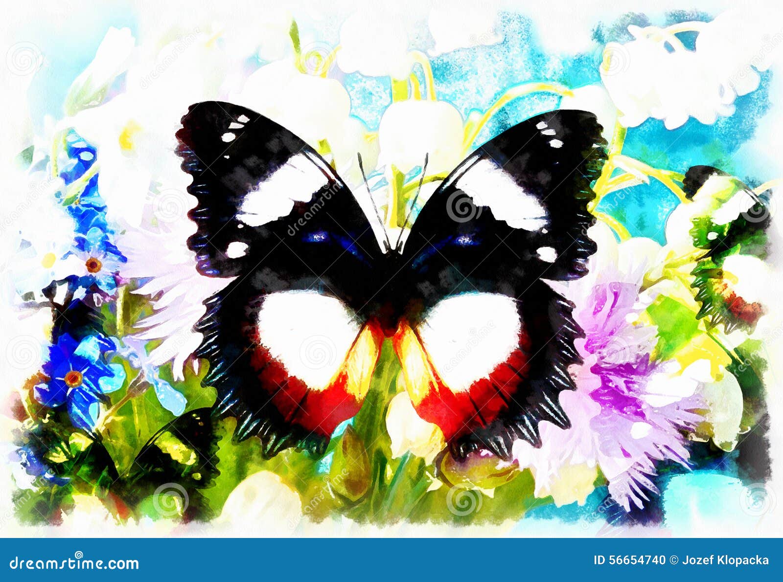 Fleur Abstraite Avec Le Papillon, Peinture De Collage D'ordinateur ...