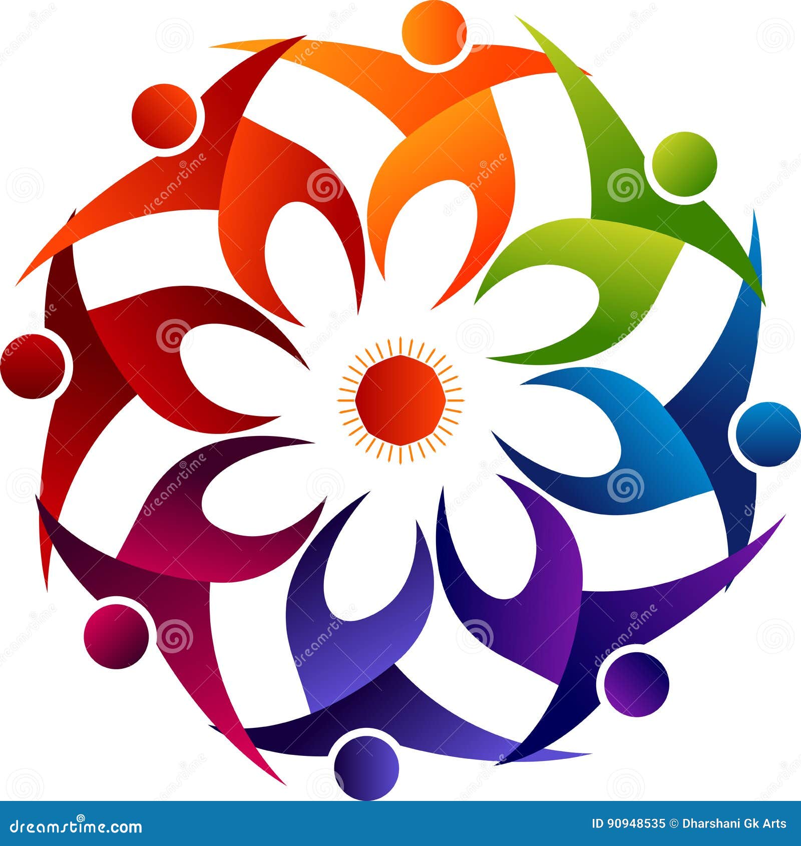 Fleur Autour De Logo De Peuples Illustration de Vecteur - Illustration ...