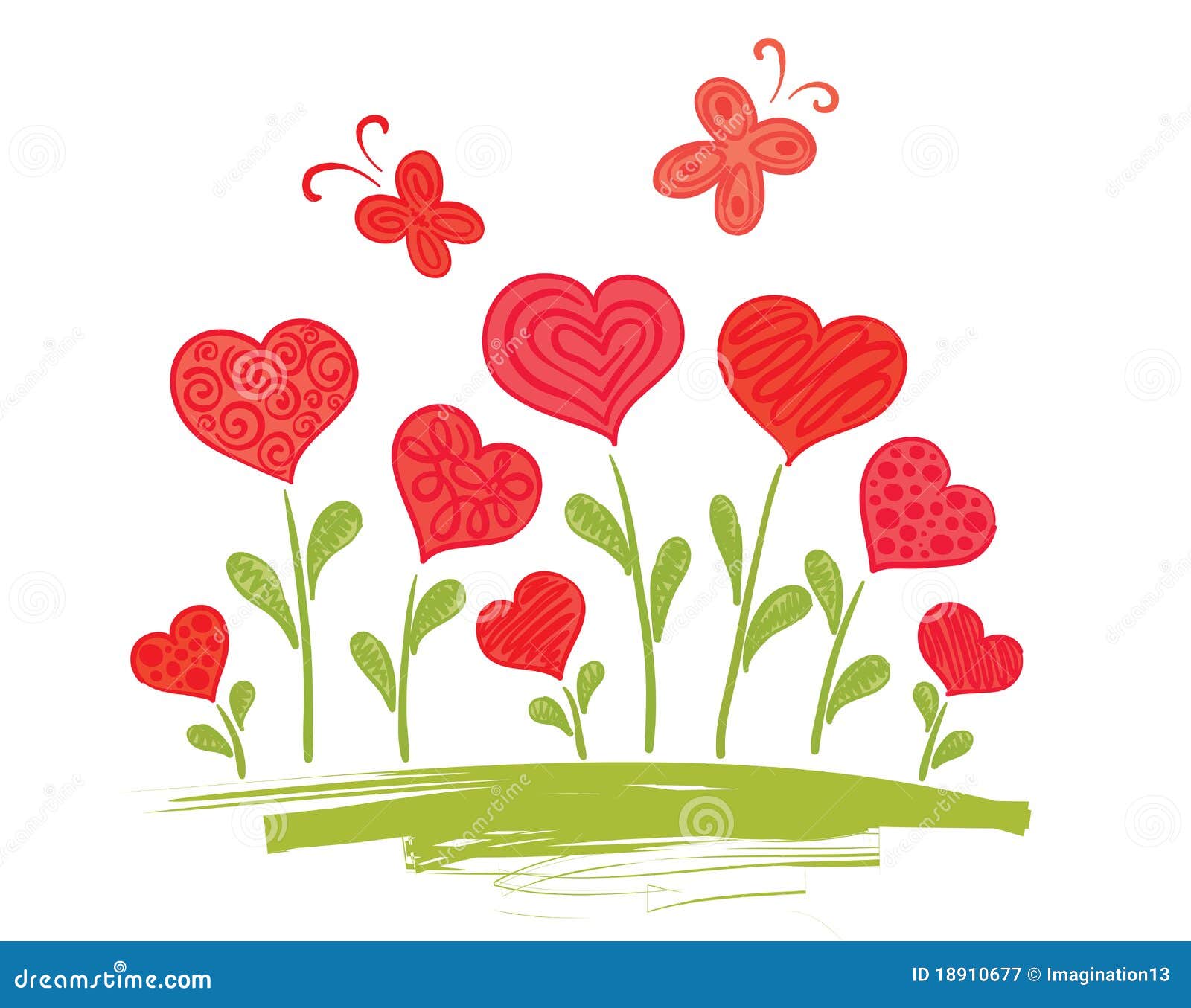 Fleur-Coeurs illustration de vecteur. Illustration du été - 18910677