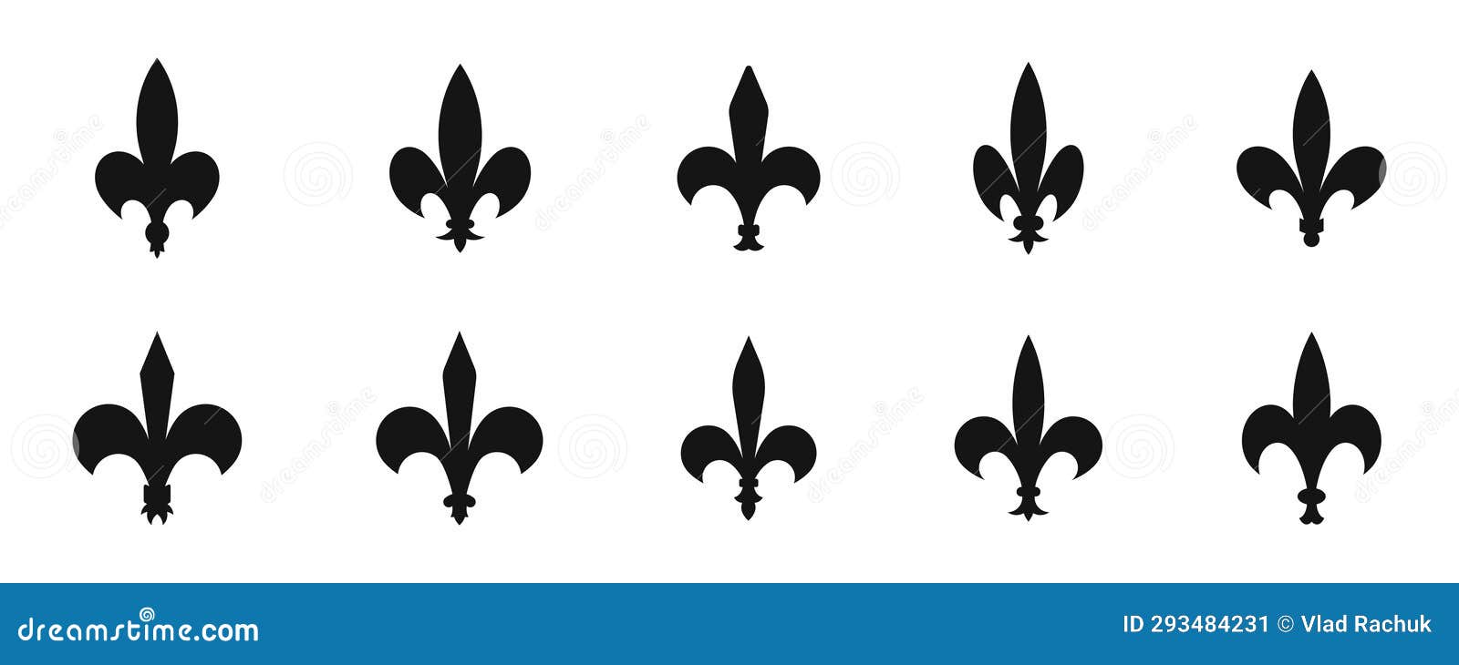 Fleur-De-Lis Icon Collection. Heraldic Lily Icons Stock Vector ...