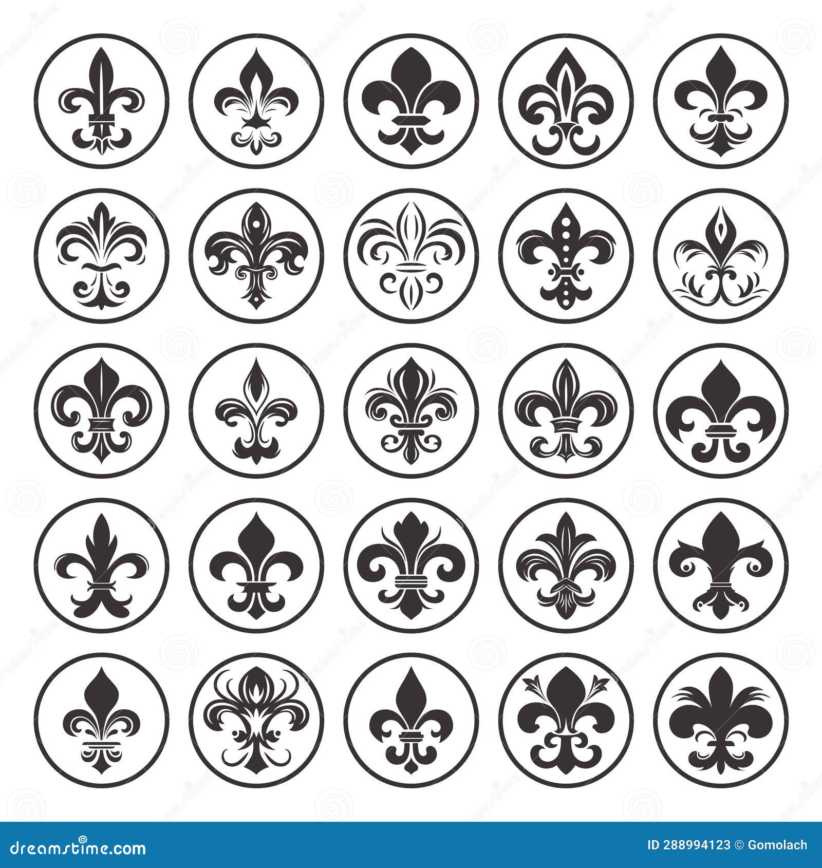 Heraldic Lily Icons. Fleur-De-Lis Icons. Fleur De Lis Silhouettes ...