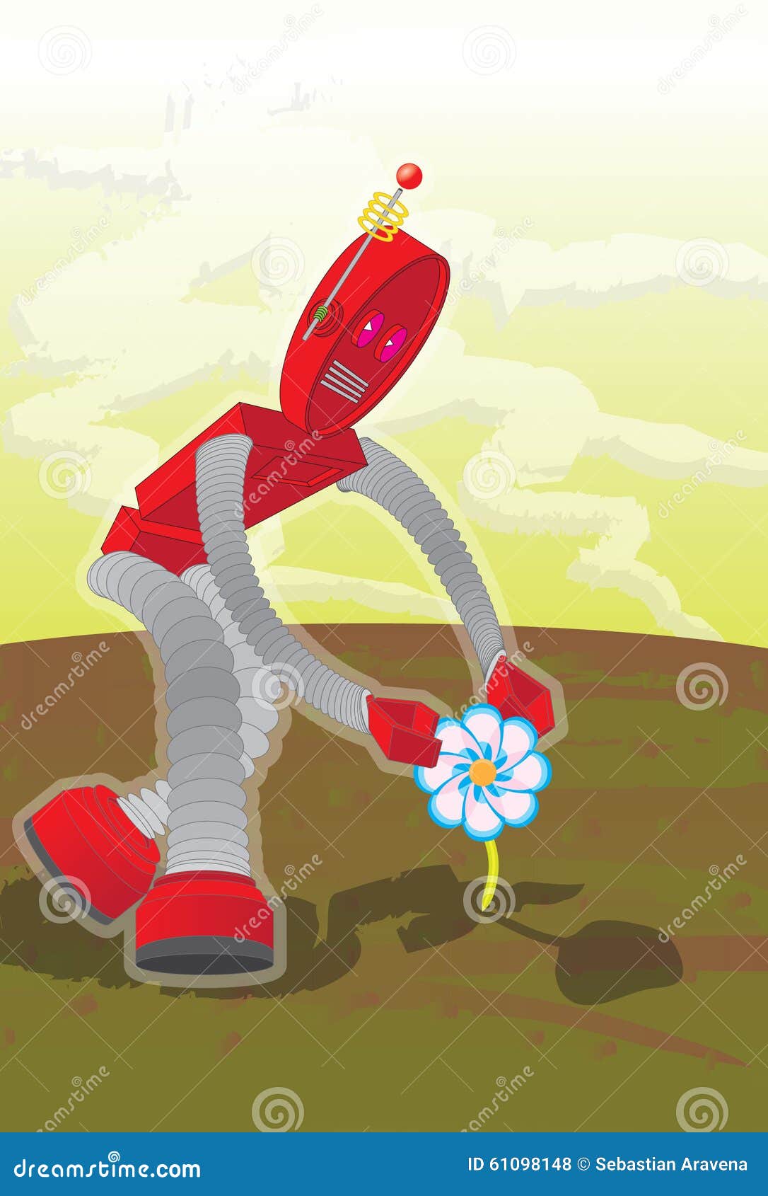 Fleur-robot illustration de vecteur. Illustration du programmé - 61098148