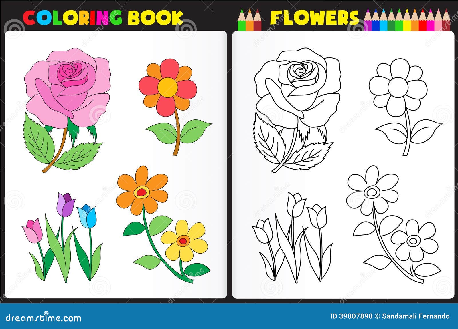 Fleurs De Page De Coloration Illustration de Vecteur - Illustration du ...