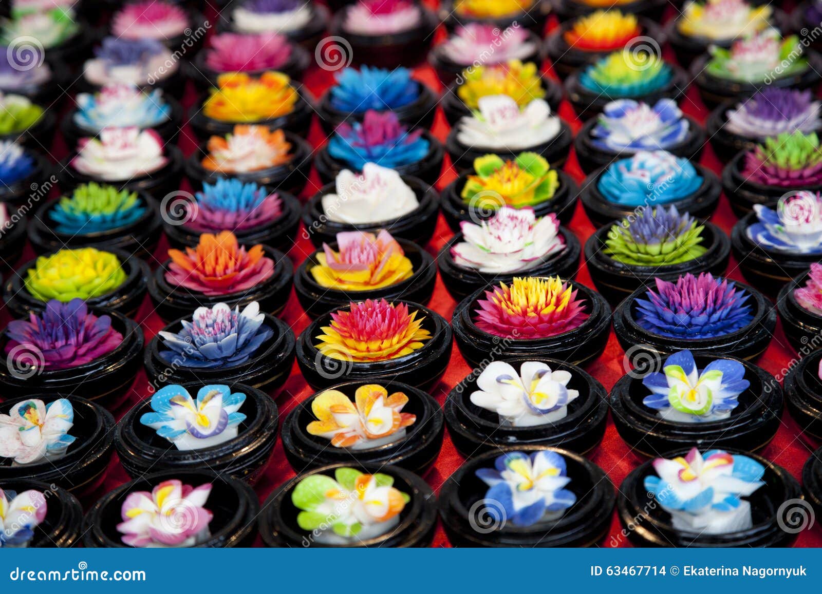 Fleurs multicolores photo stock. Image du bleu, bacs - 63467714