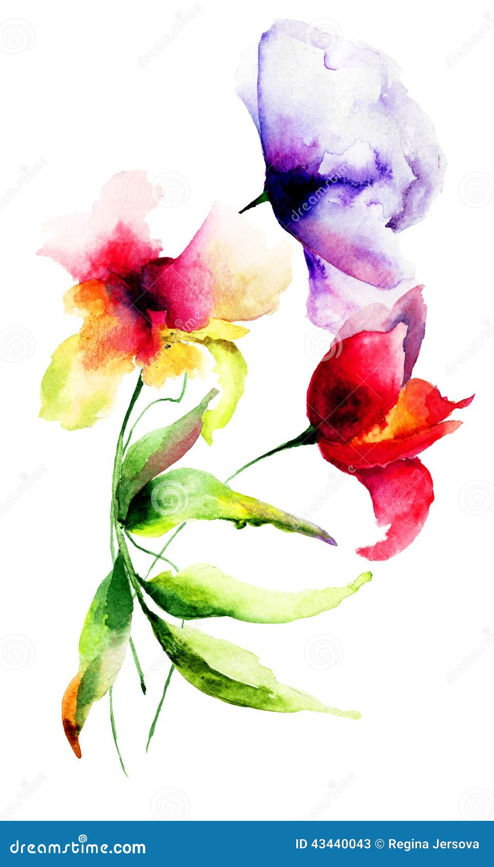 Fleurs Stylisées D'été Illustration Stock - Image: 43440043