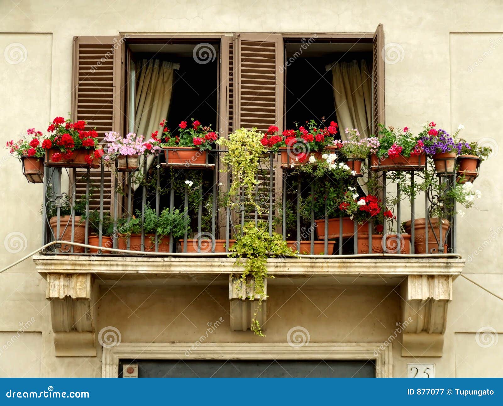 Fleurs sur un balcon image stock. Image du balcons, fleurs - 877077
