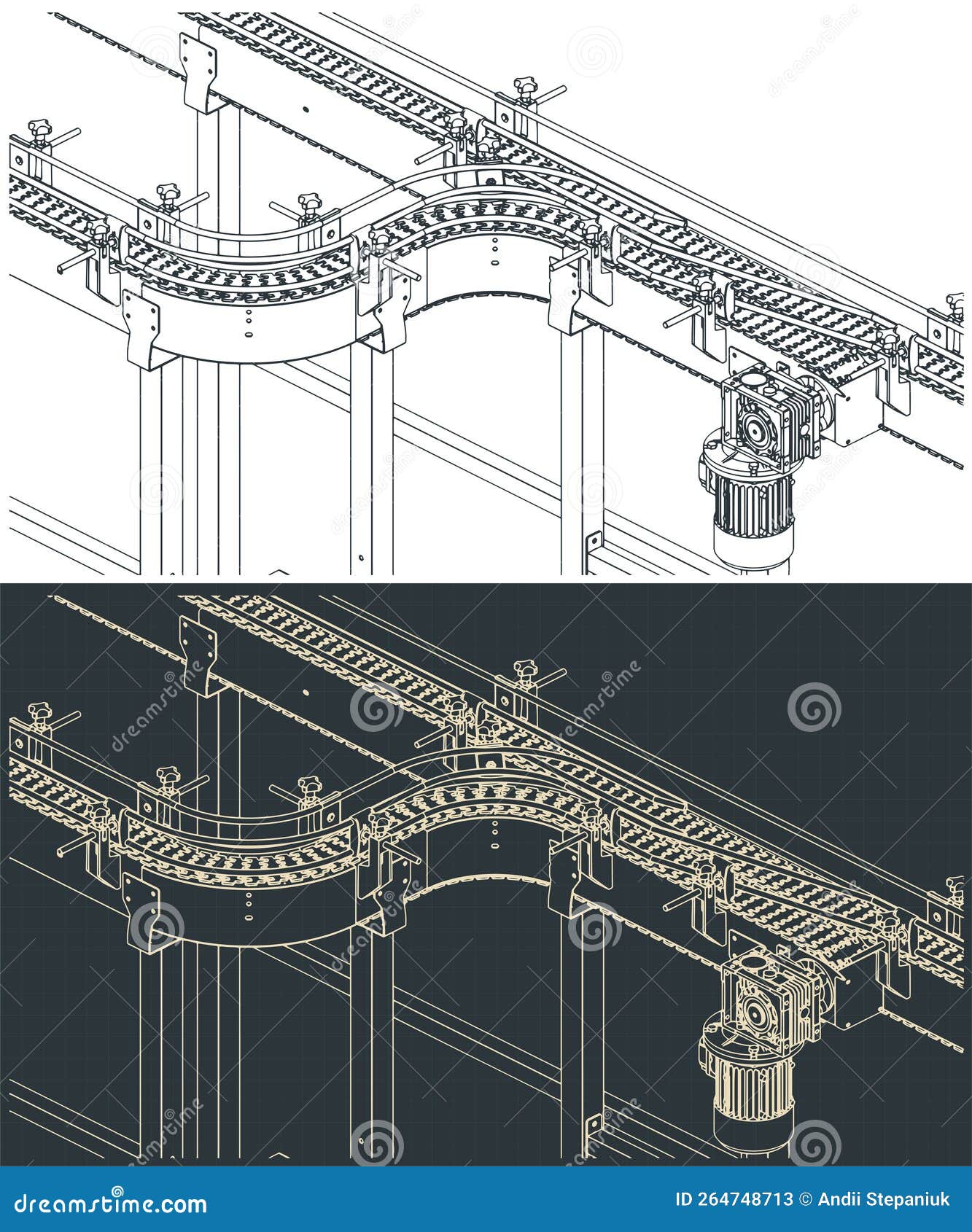 Flex Link Conveyor Blueprints Cartoon Vector | CartoonDealer.com #264748699