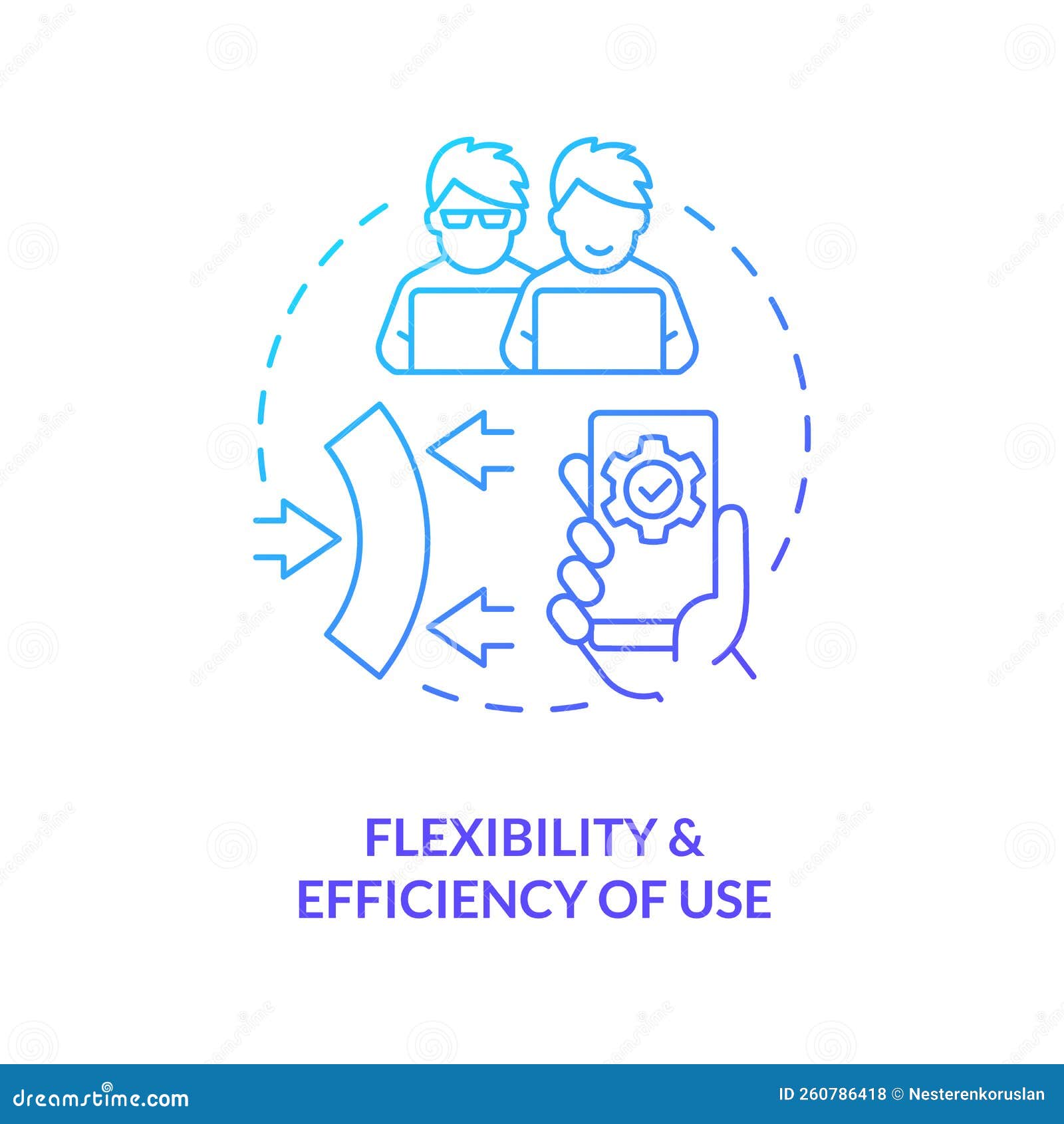 Flexibility and Efficiency of Use Blue Gradient Concept Icon Stock ...