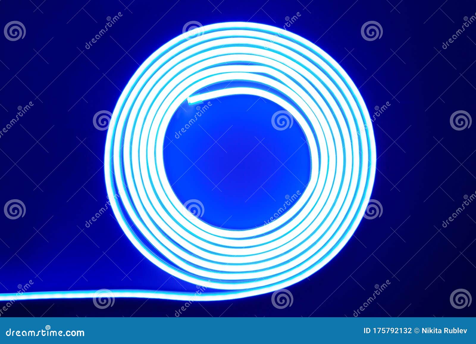 Flexible Blue LED Neon Strip on Black Background Stock Photo - Image of ...