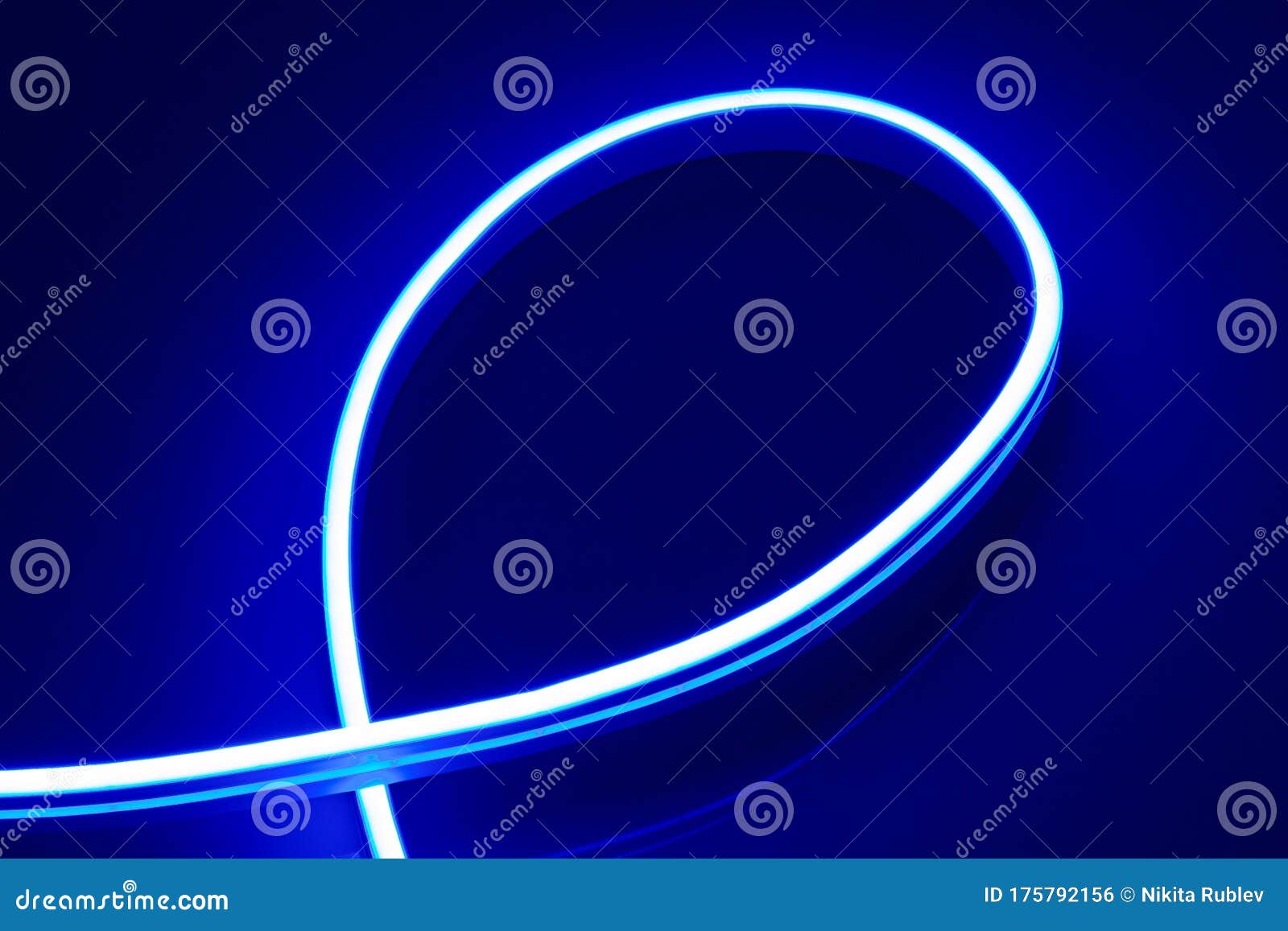 Flexible Blue LED Neon Strip on Black Background Stock Photo - Image of ...