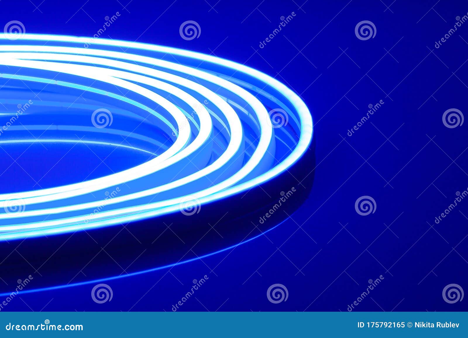 Flexible Blue LED Neon Strip on Black Background Stock Image - Image of ...