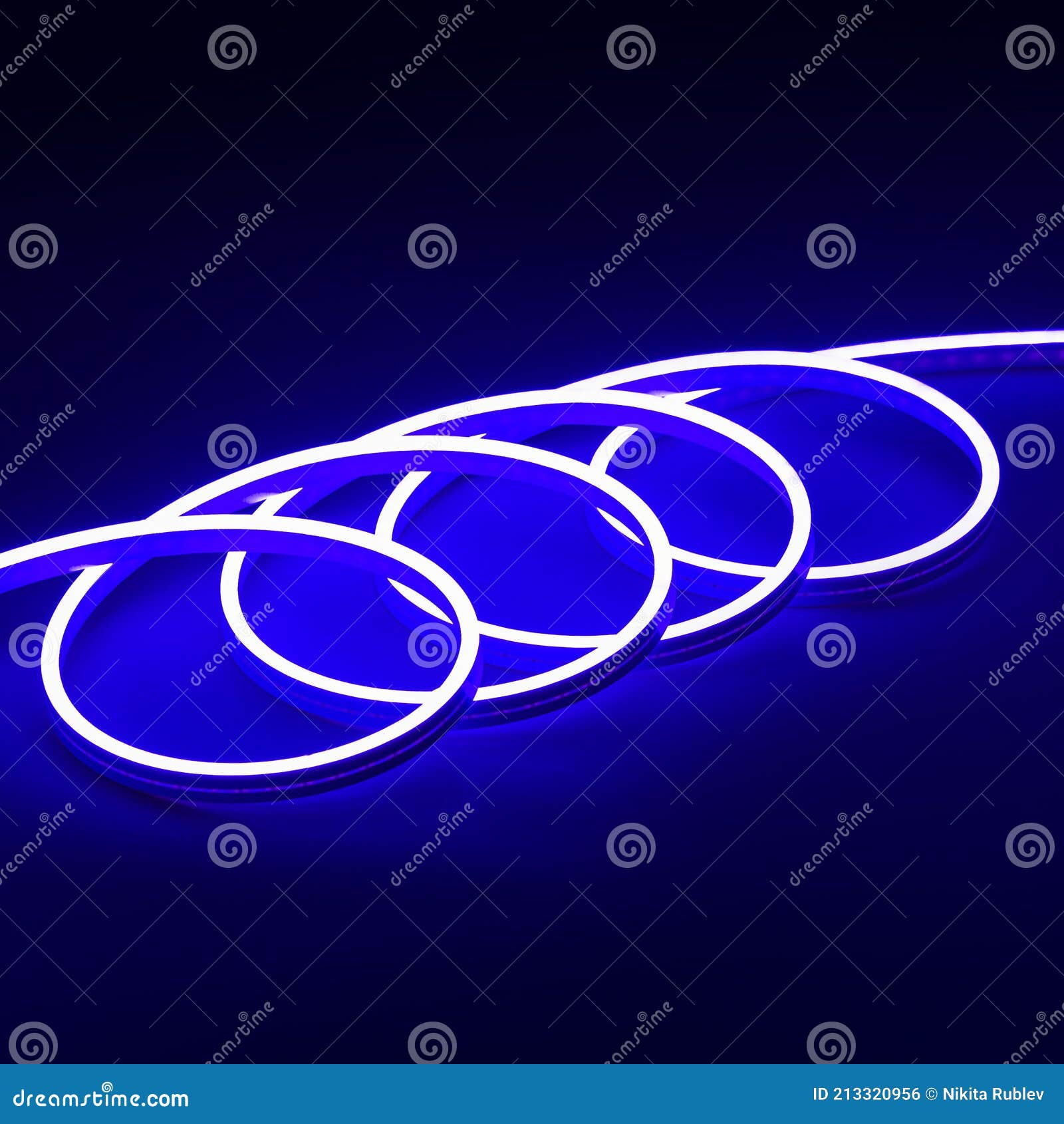 Flexible Blue Led Tape Neon Glowing on Black Background Stock Photo ...