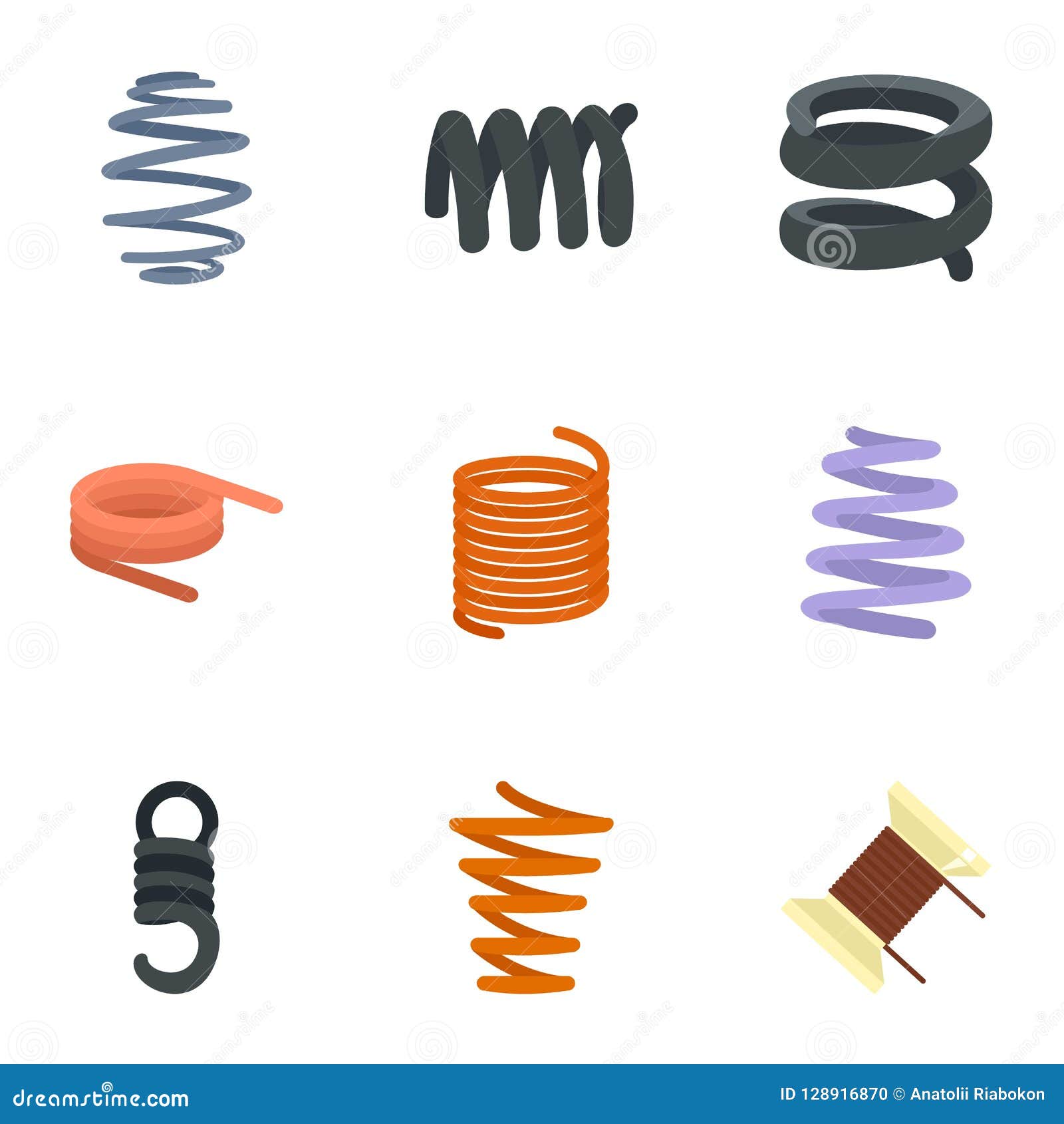 Flexible Cable Icon Set, Flat Style Stock Vector - Illustration of ...