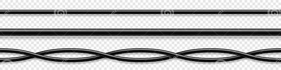 Flexible Cables Collection. Black Electrical Wire. Realistic Power or ...