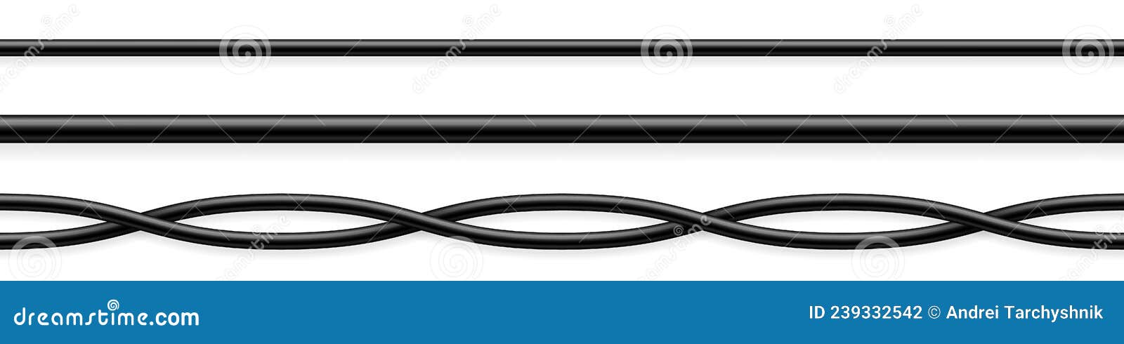 Flexible Cables Collection. Black Electrical Wire. Realistic Power or ...