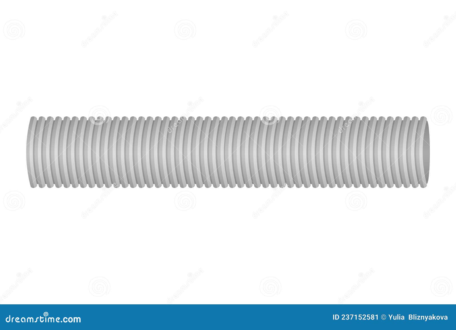 Flexible Corrugated Gray Plastic Pipe Isolated on White. Stock Vector ...