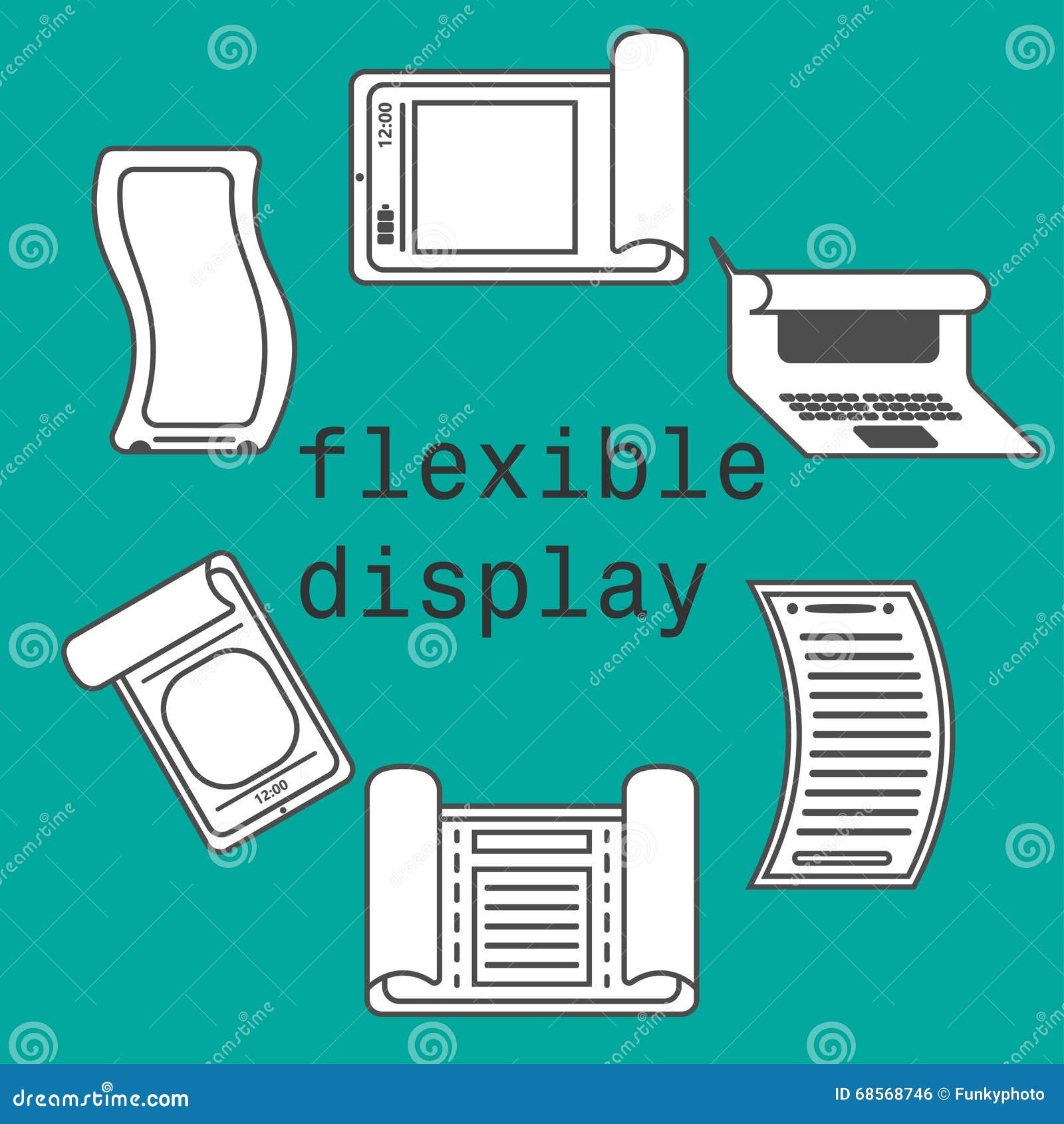 Flexible Display Icon Color Outline Vector Stock Image | CartoonDealer ...