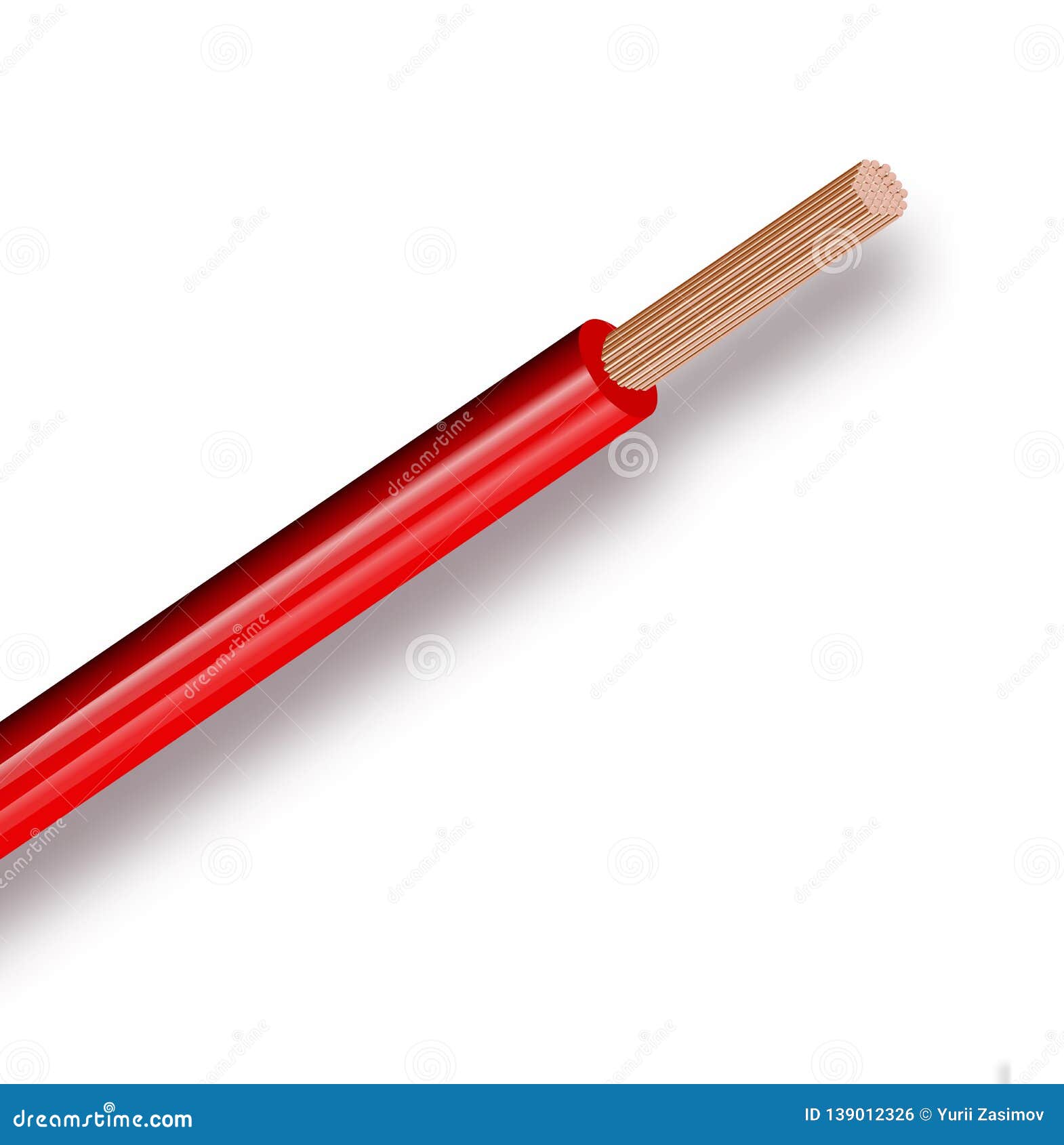 Flexible Electrical Copper Cable Isolated on White Background. Cable ...