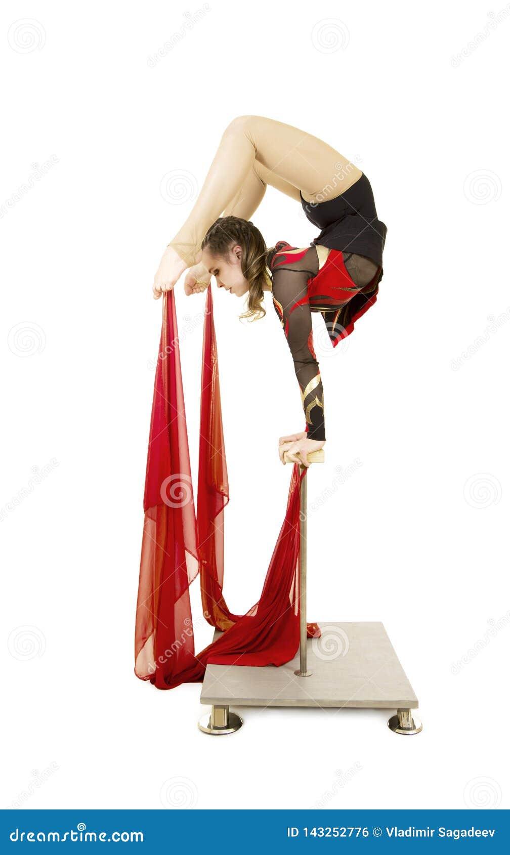 Flexible Equilibrist Performs Exercises on Acrobatic Walking Sticks ...