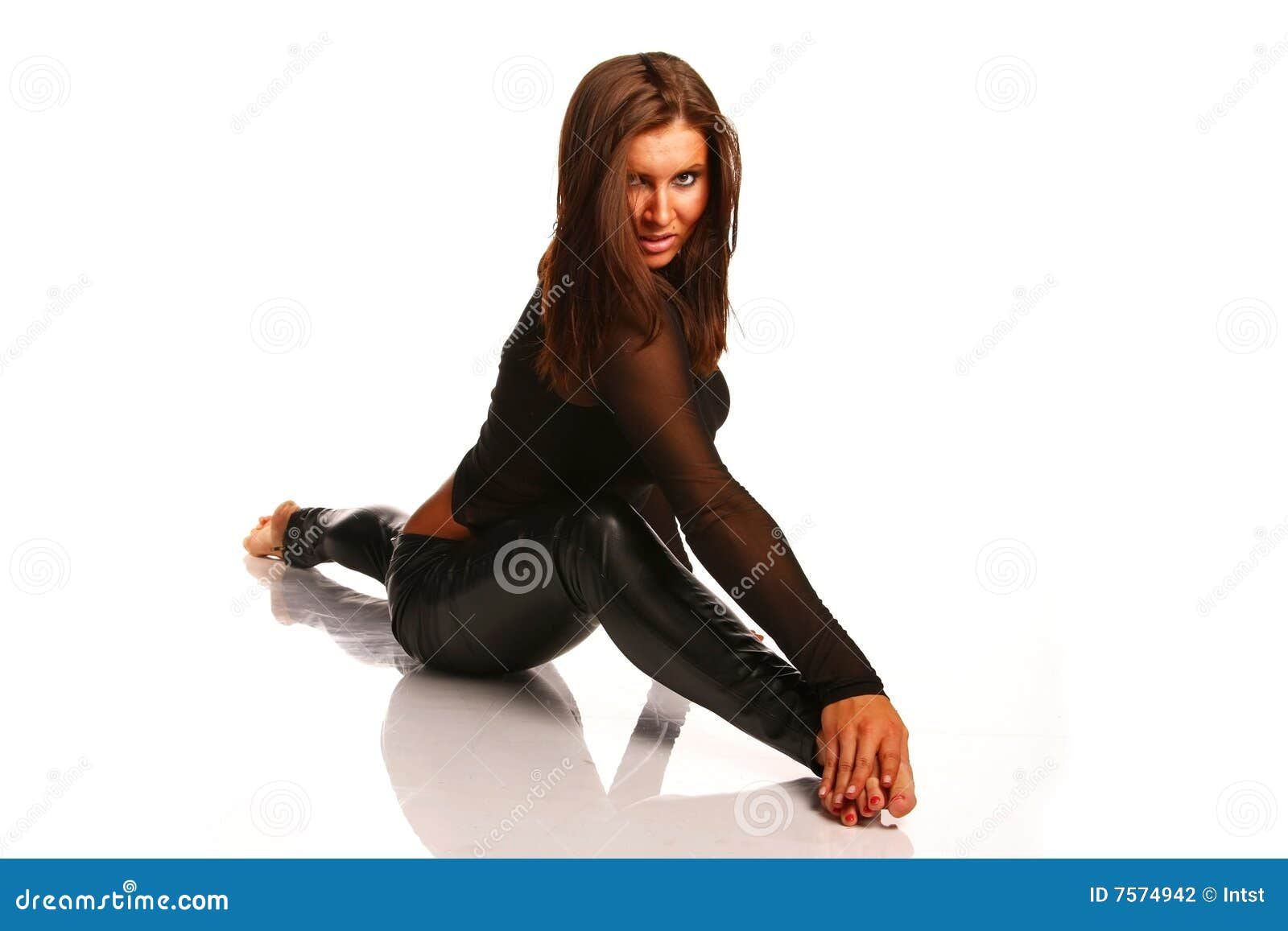 Flexible girl stretching stock photo. Image of hair, caucasian - 7574942